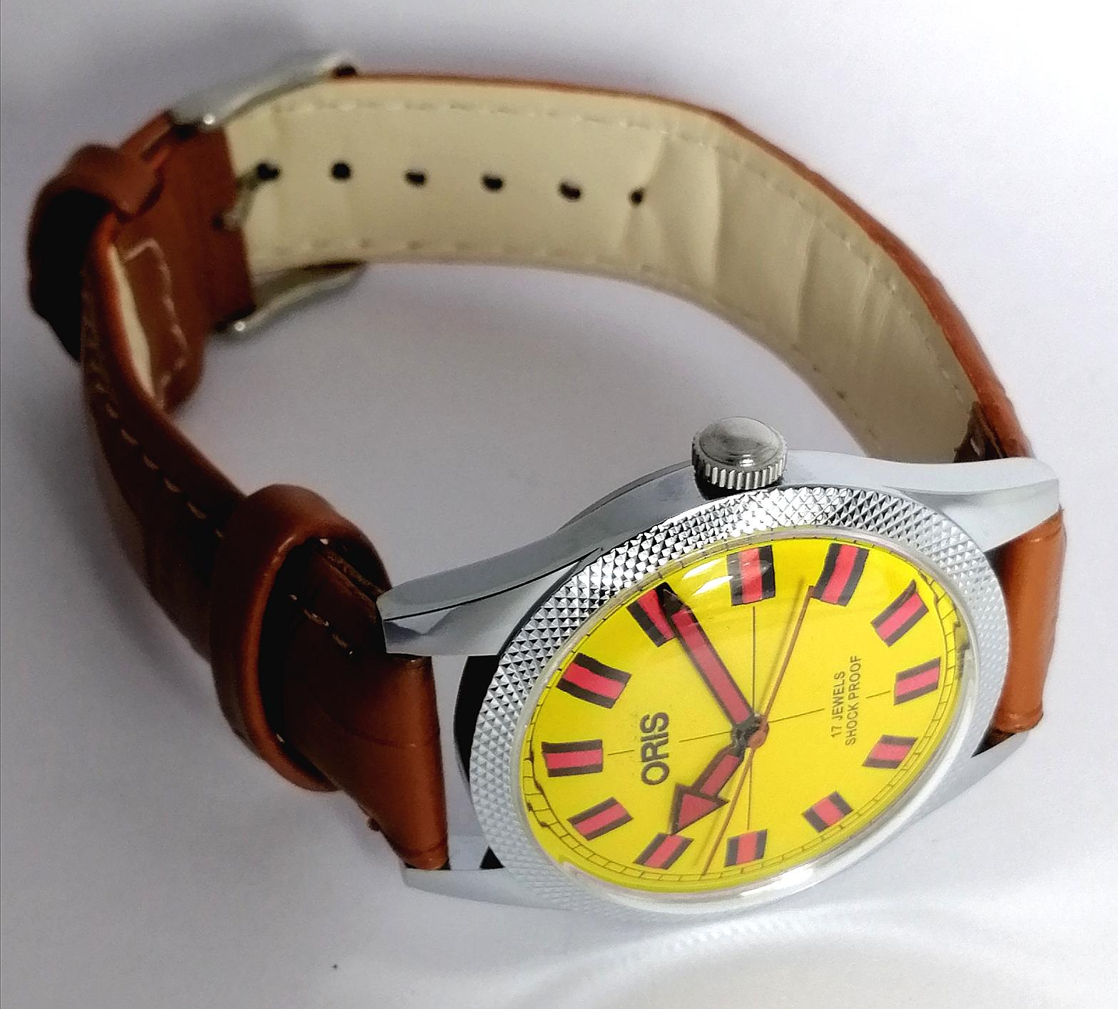 Rare Vintage Oris Yellow Dial Hand Winding FHF Movement ST-96 Swiss ...