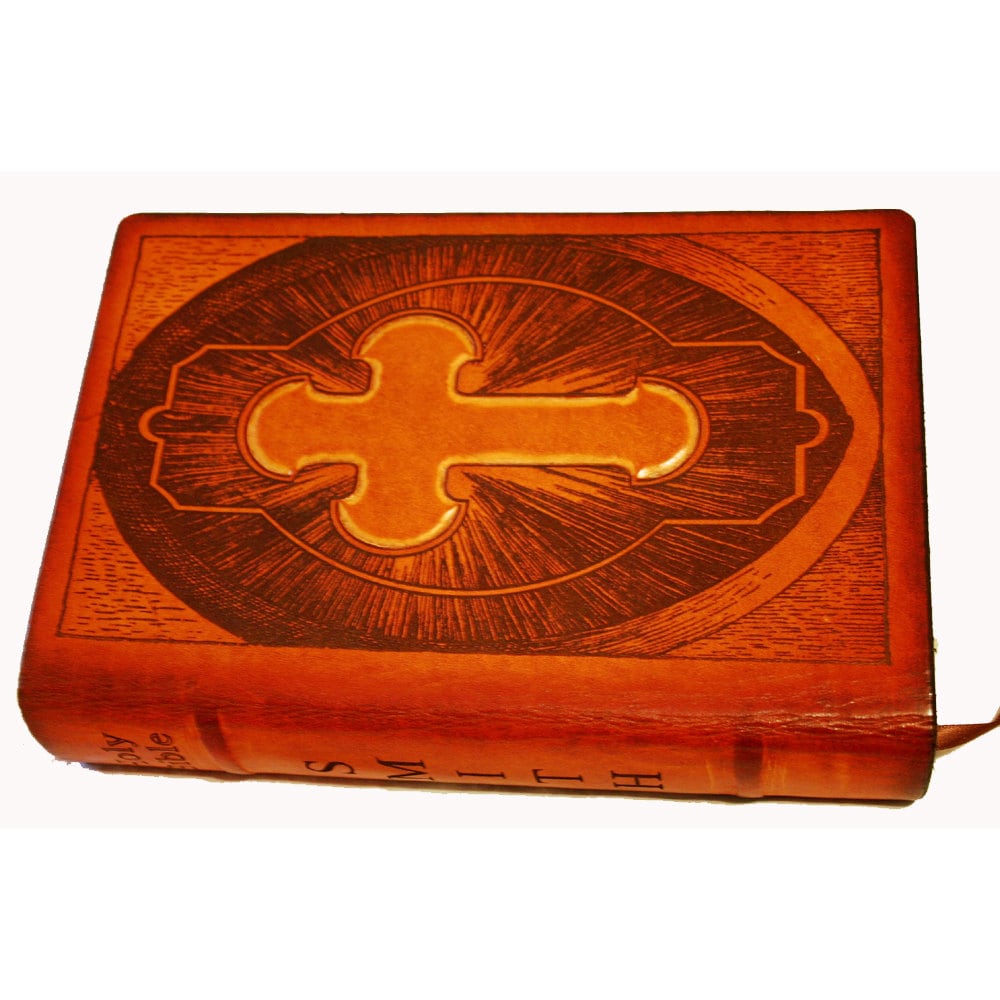 Hand Tooled Leather Bible: Antique Cross Design, Custom Rebinding - Etsy