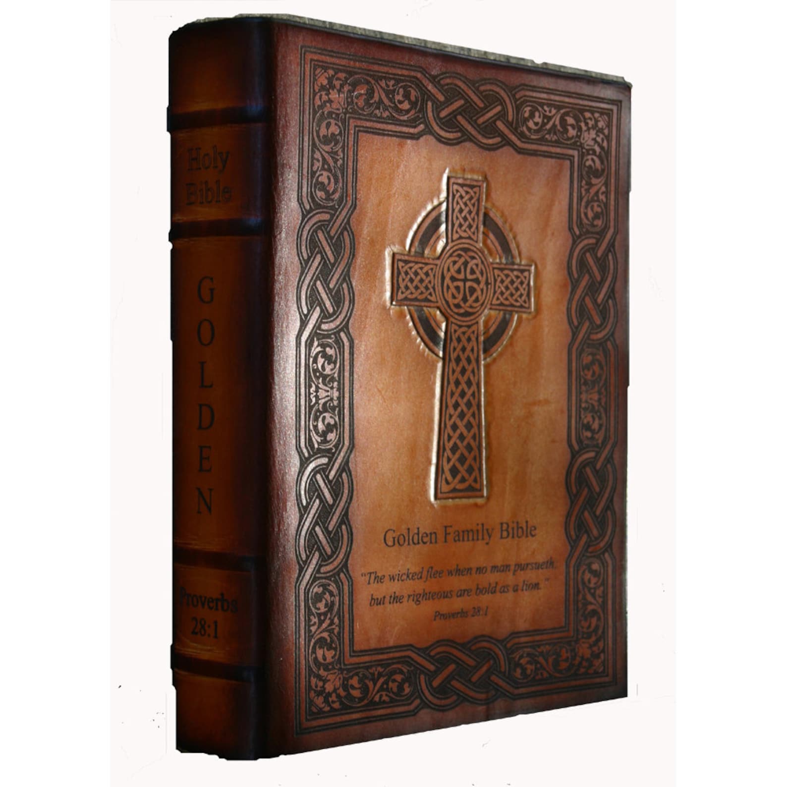 Celtic Cross-leather Family Bible-handcrafted Leather-customized Family ...