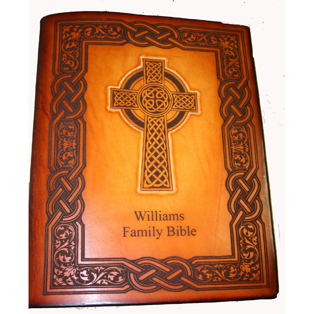 Celtic Cross-leather Family Bible-handcrafted Leather-customized Family ...