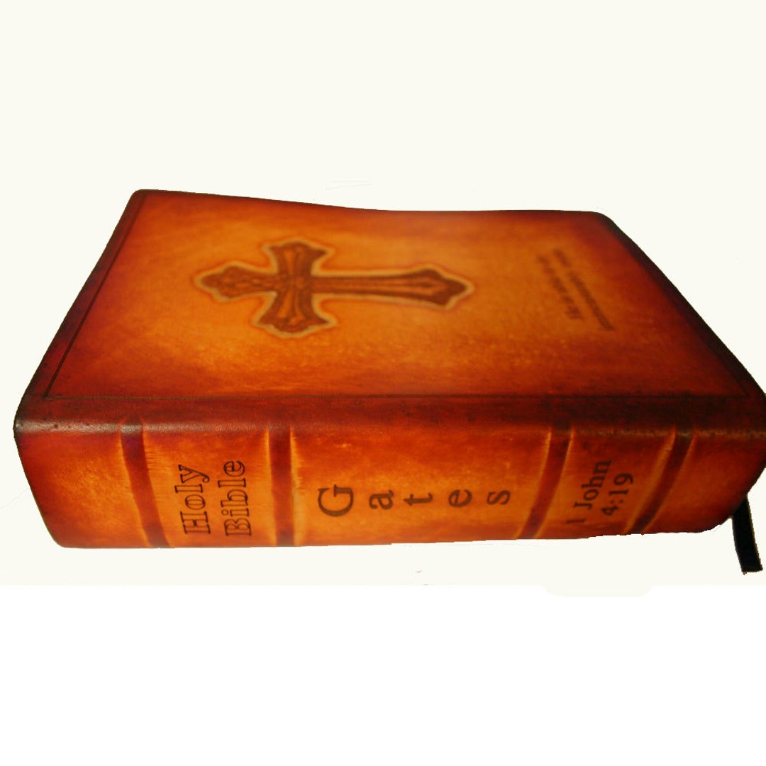 Personalized Bible With Cross, Leather Wedding - Anniversary Bible - Etsy