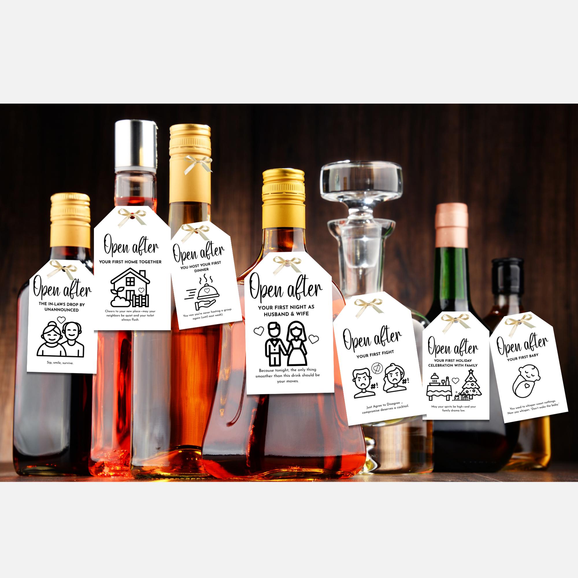 Printable Wedding Gift Tag Labels for Wine Bottles, Funny First Year of ...