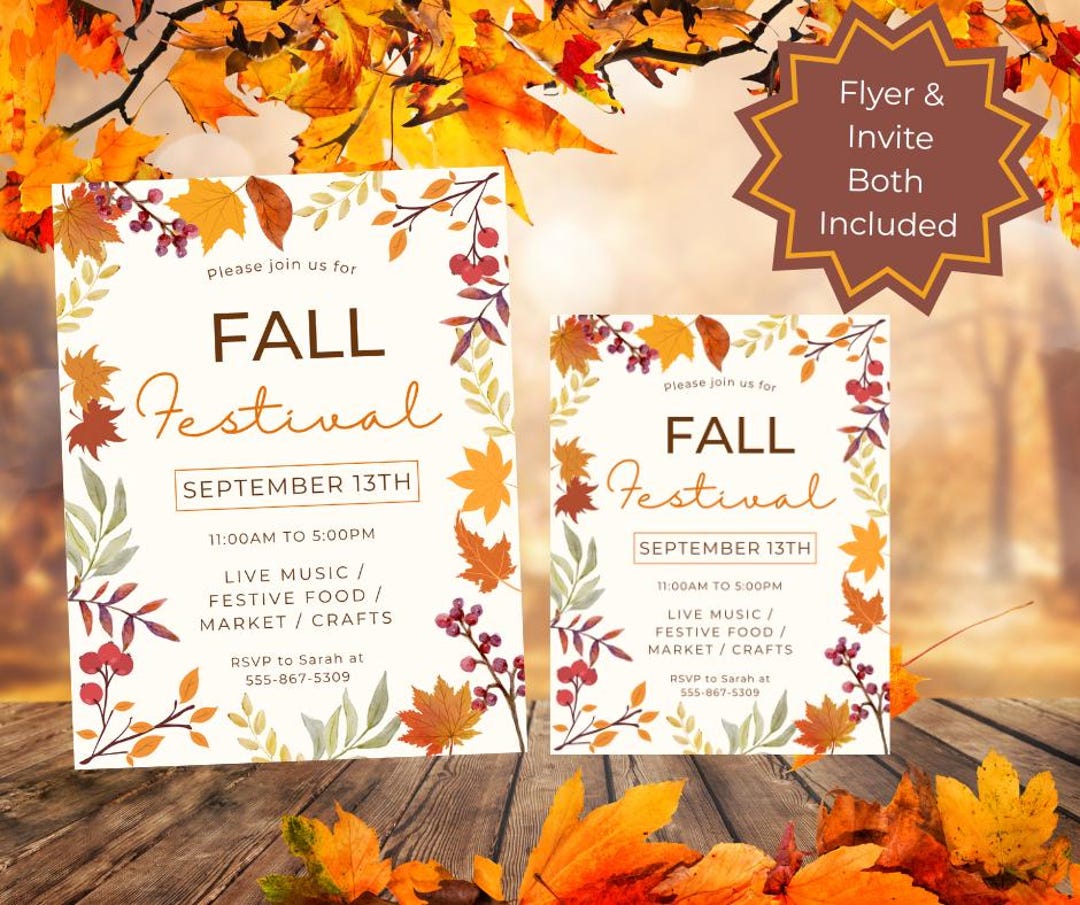 Fall Festival Flyer Canva Template | 8.5x11, 5x7 & Phone Size ...