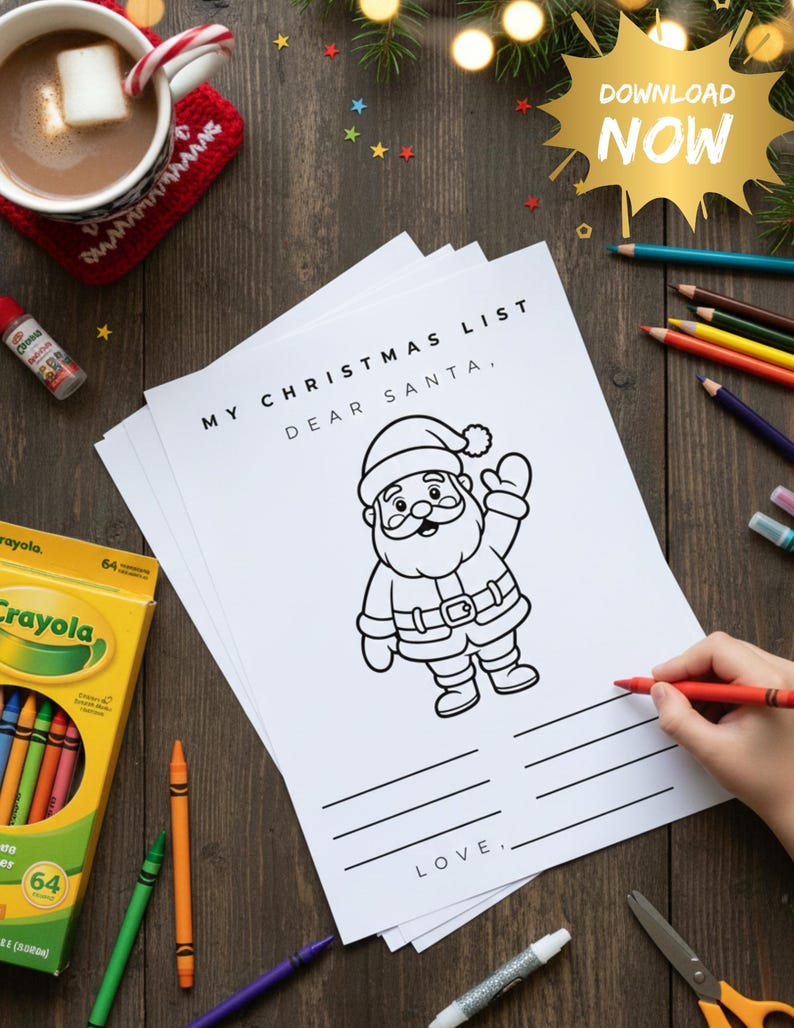 Dear Santa Letter Coloring Page for Kids (digital Download) - Etsy Canada