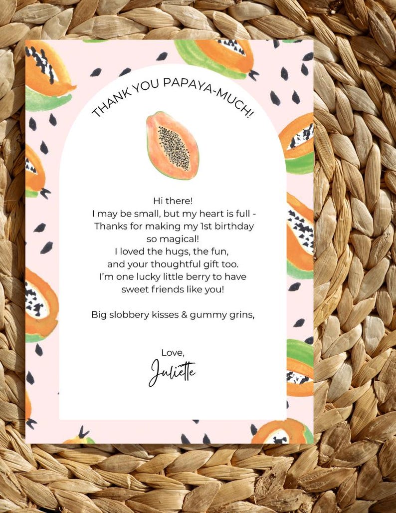 Our Sweet Papaya is Turning One Invitation & Thank You Card Bundle ...