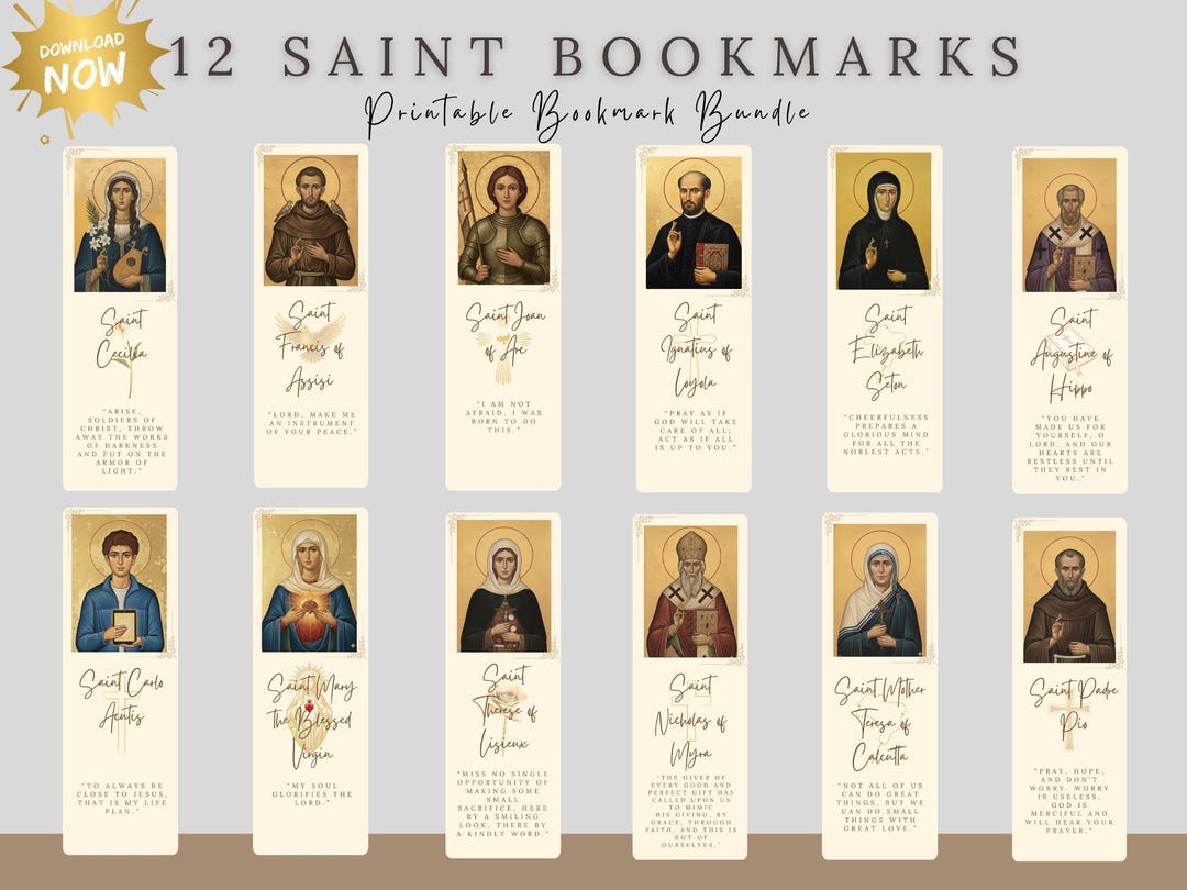 12 Catholic Saint Bookmarks Set – Inspirational Faith Gift - Etsy