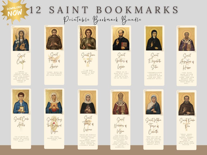 12 Catholic Saint Bookmarks Set – Inspirational Faith Gift - Etsy