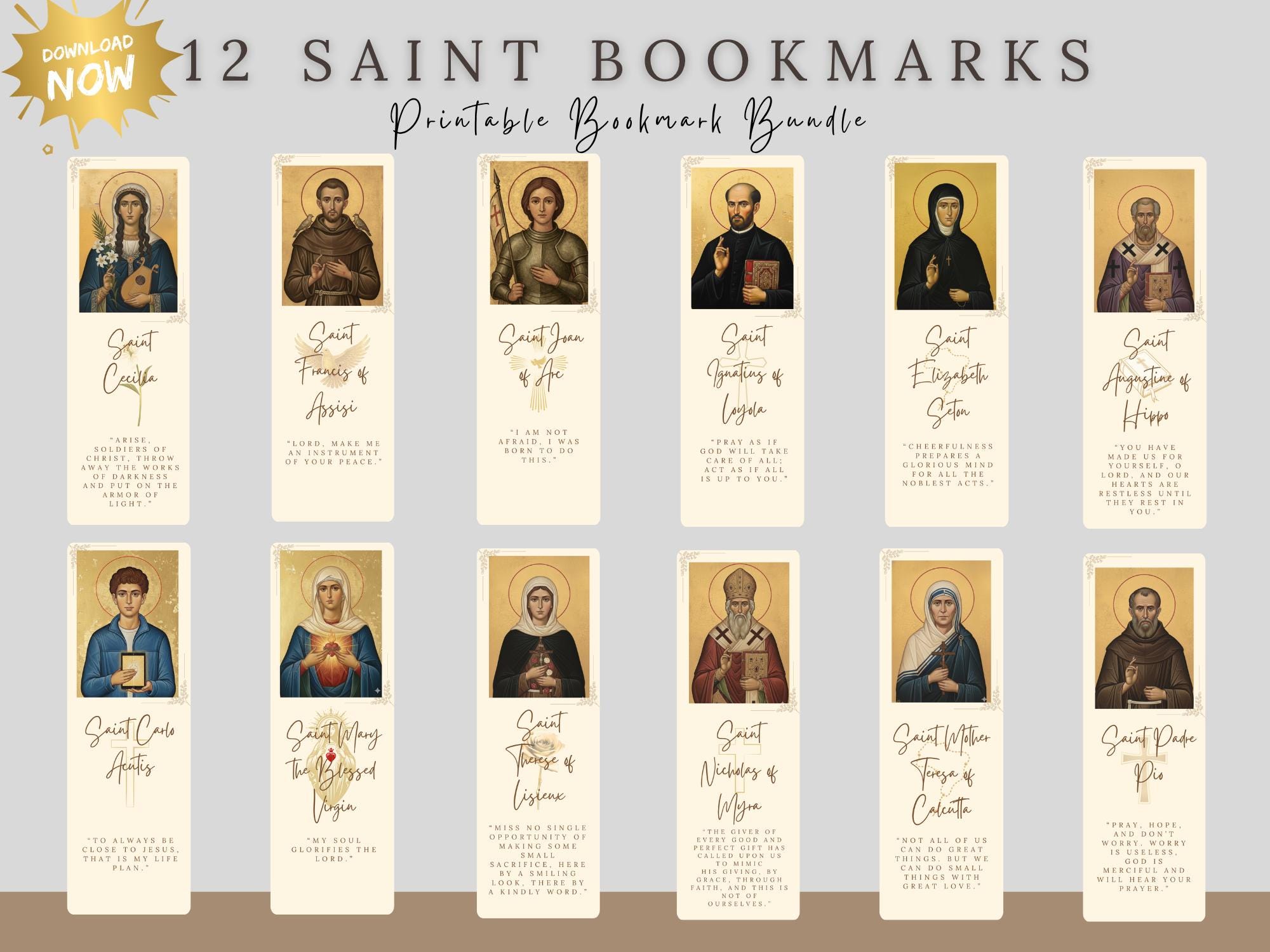 12 Catholic Saint Bookmarks Set – Inspirational Faith Gift - Etsy