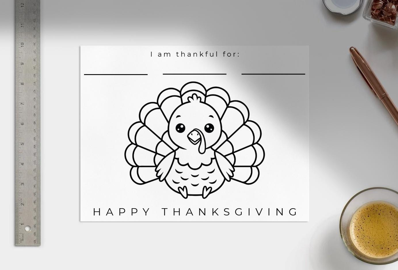 Thanksgiving Turkey Coloring Placemat for Kids | I Am Thankful for ...