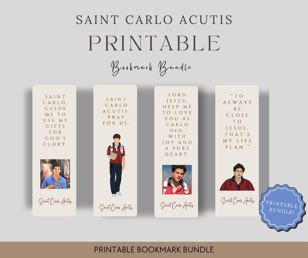 Saint Carlo Acutis Catholic Bookmark Set: Inspirational Quotes (digital ...