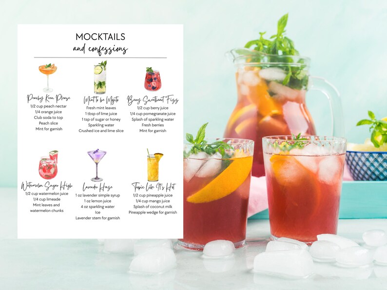 Girls Night Invitation Template: Cocktail & Mocktail Menu (PDF Digital ...