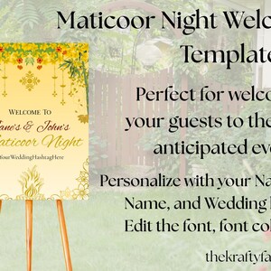 Maticoor Night Welcome Sign Canva Template | Indo-caribbean Wedding ...