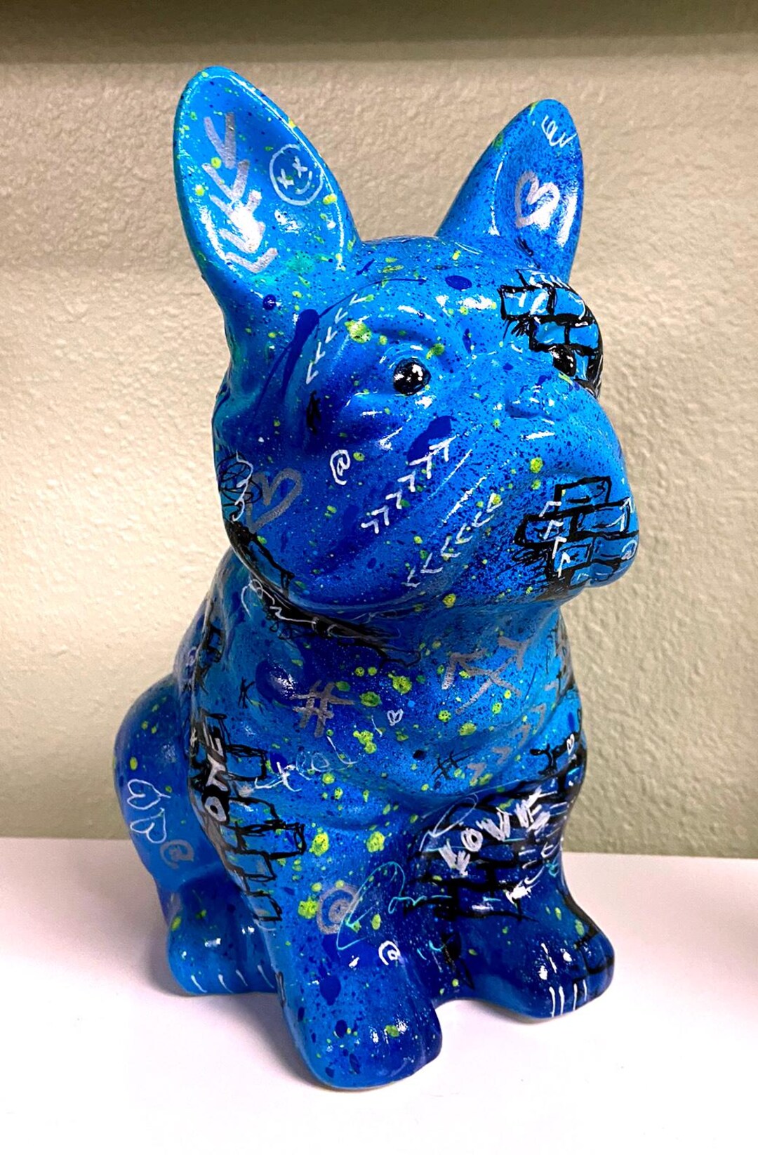 Lighted Frenchie Dog Sculpture: Original Pop Art Painting, Signed ...