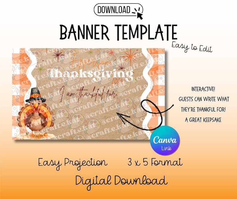I'm Thankful For... Banner Template - Digital Download - Etsy