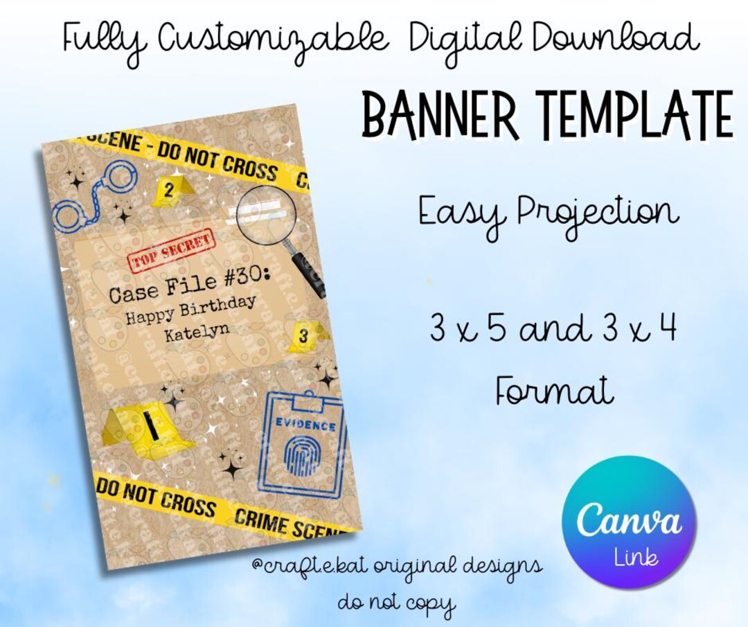 Banner Template - True Crime Birthday - Etsy