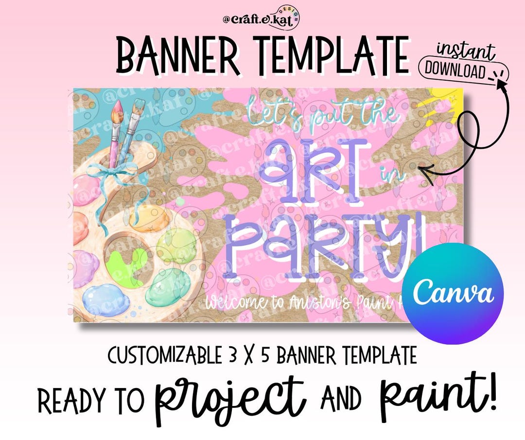 Paint Party Banner Template Editable Digital Download | Instant ...