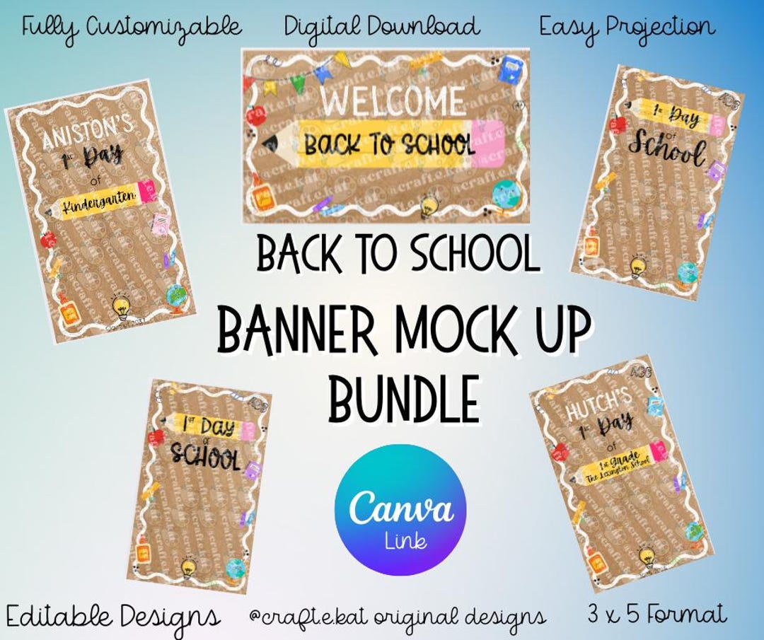 Back to School Banner Bundle TEMPLATES - Digital Canva File - Etsy