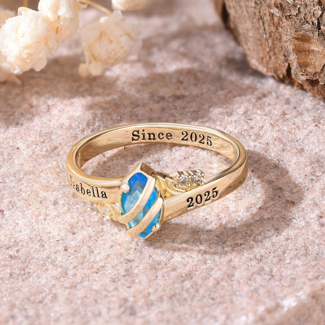 Personalized Class Ring for Her, Custom Birthstone Graduation Ring ...