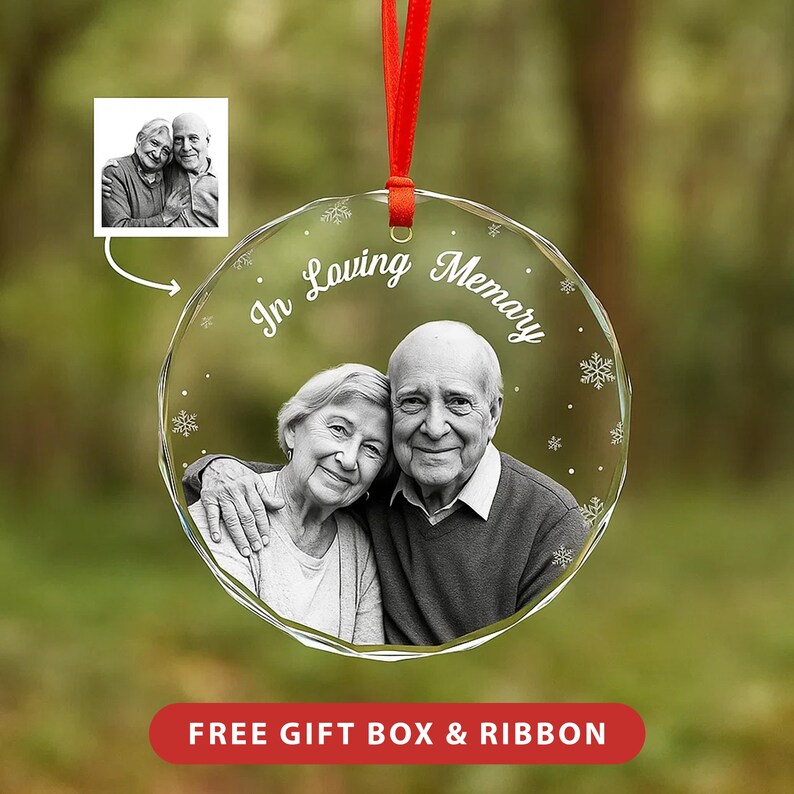 In Loving Memory Reembrace Bauble, Memorial Ornament From Photo, Heart ...