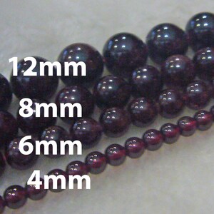 DIY 4mm 6mm 8mm 12mm Garnet Gemstone Round Maroon Gemstones 15 Full ...