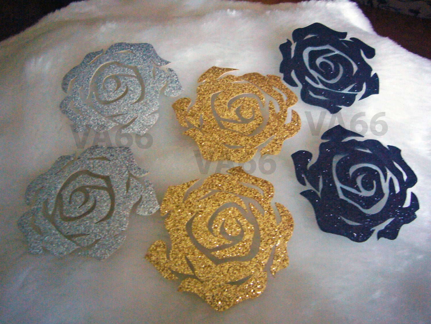 4p Glitter Gold Silver Black Rose Iron on Patch Applique Dokoh - Etsy