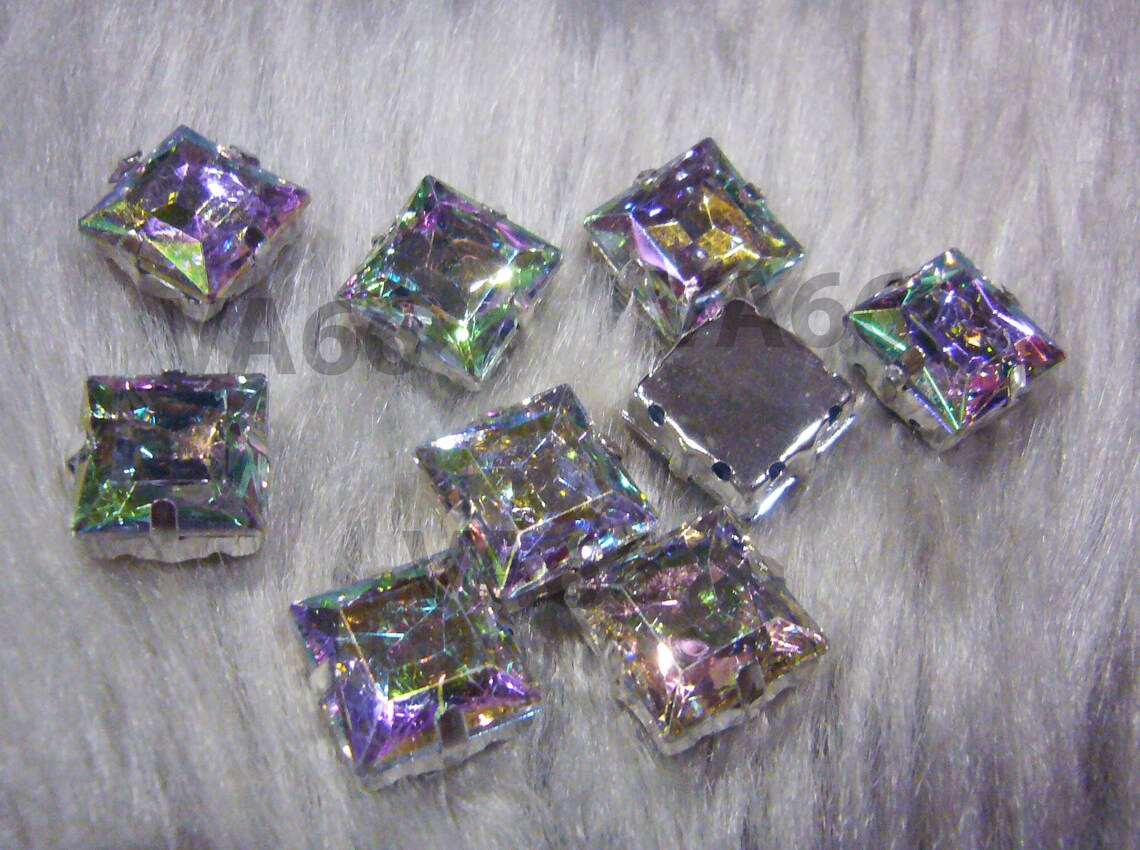 DIY Crystal AB Square 12mm Sew on Rhinestones 8 Hole 15p - Etsy