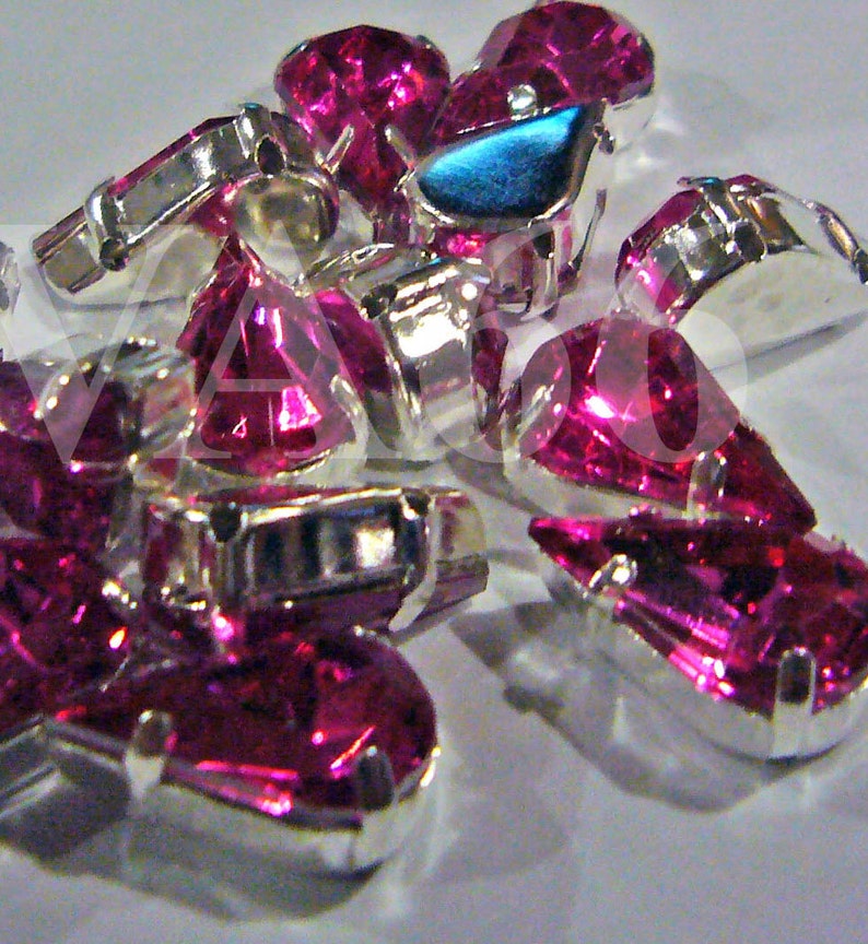 Teardrop Sew on Rhinestones Rose Pink 20p 8mm X 13mm 4 Hole | Etsy