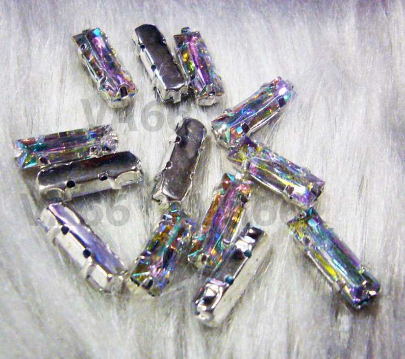 DIY Crystal AB Oblong Rectangle 5mm X 15mm Sew on Rhinestones 4 Hole ...