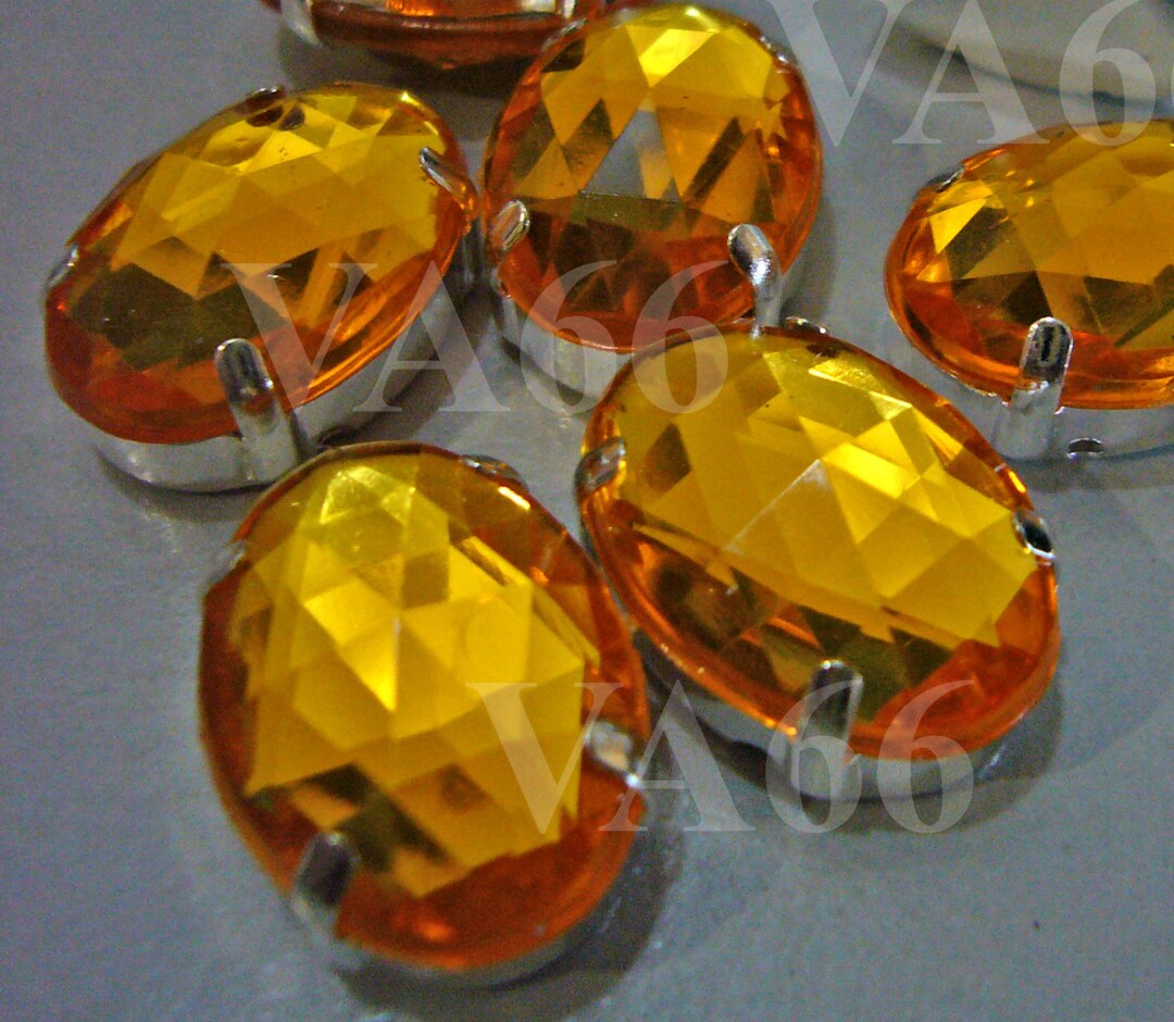 Oval Sew on Rhinestones Crystal Sunflower DIY 12p 13mm X 18mm 4 Hole X ...