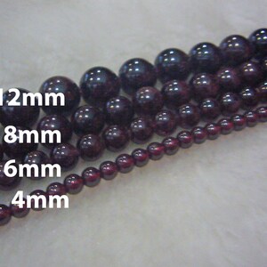 DIY 4mm 6mm 8mm 12mm Garnet Gemstone Round Maroon Gemstones 15" Full ...