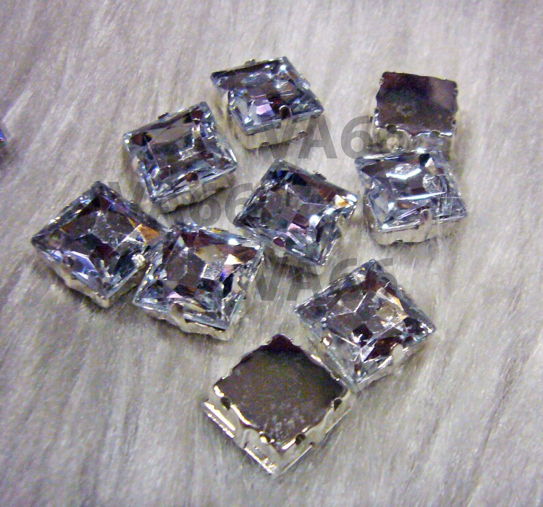DIY Clear Crystal Square 12mm Sew on Rhinestones 8 Hole 15p - Etsy