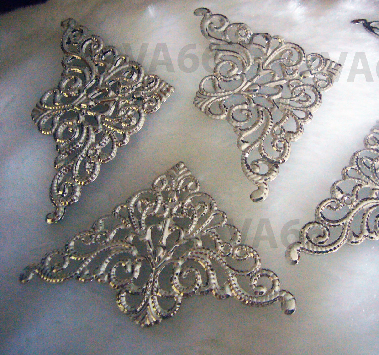 DIY Silver Filigree Lace Triangle Edge Corner Earrings - Etsy