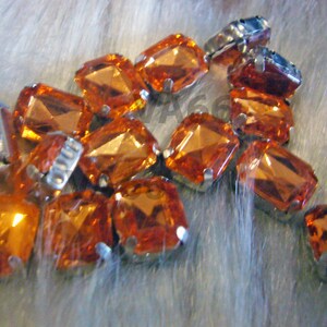 Sew on Rhinestones Crystal Light Orange DIY Emerald Princess Cut ...