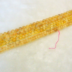 DIY 15" Full Strand Yellow Round Shape 6mm, 8mm, 10mm Genuine Gemstones ...
