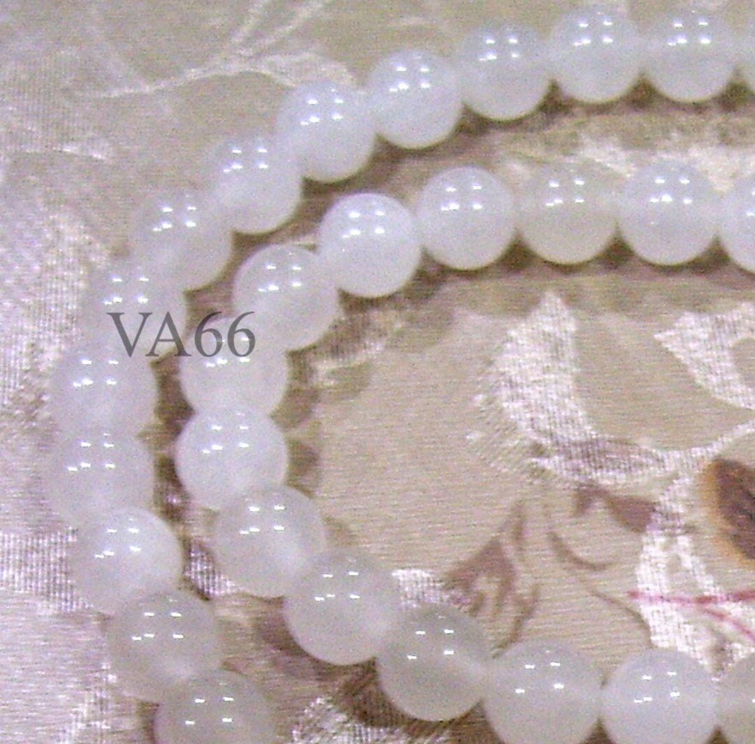 8mm Snow White Jade Gemstone Beads Smooth Round 15 and Half Inches Gems ...