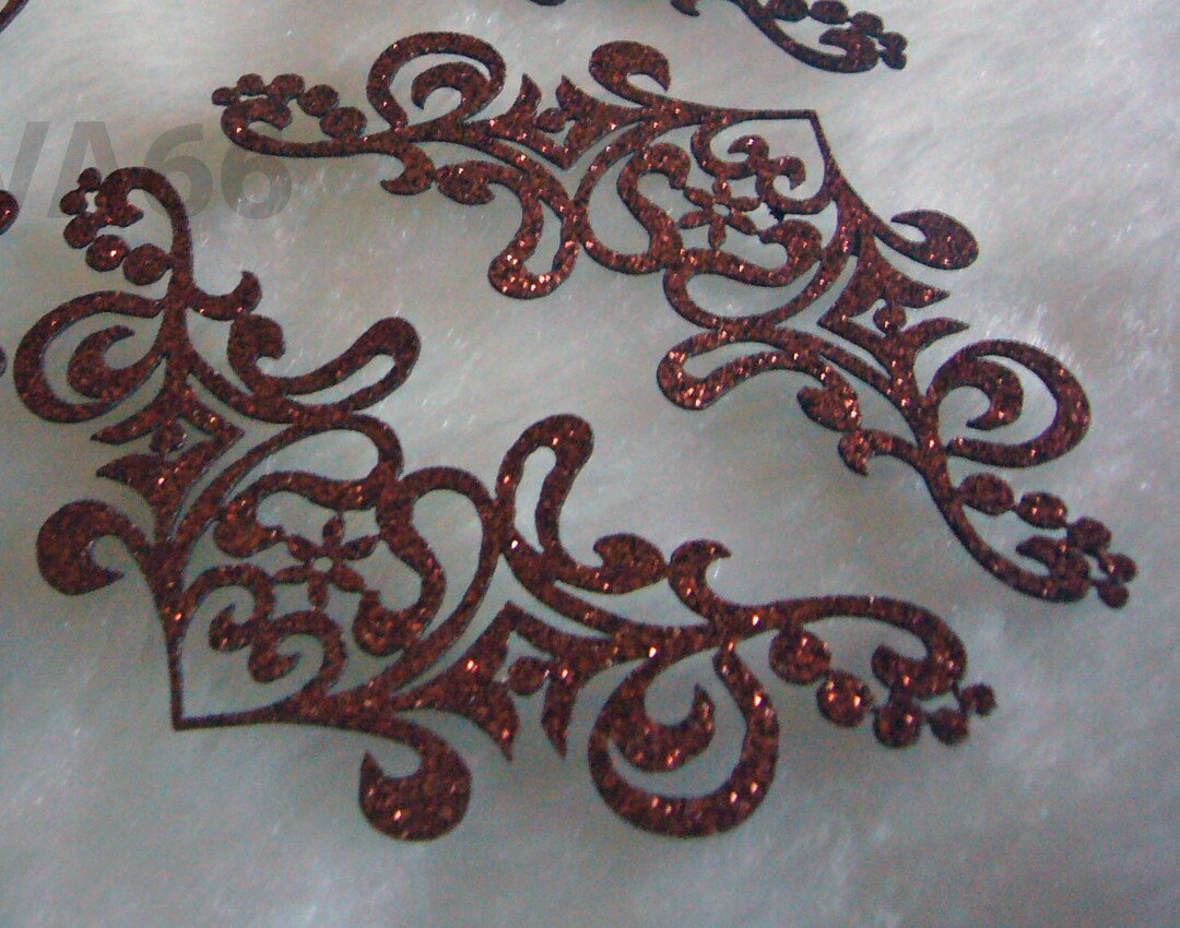 4p Glitter Brown Rust Corner Edge Iron on Patch Applique Dokoh Vintage ...