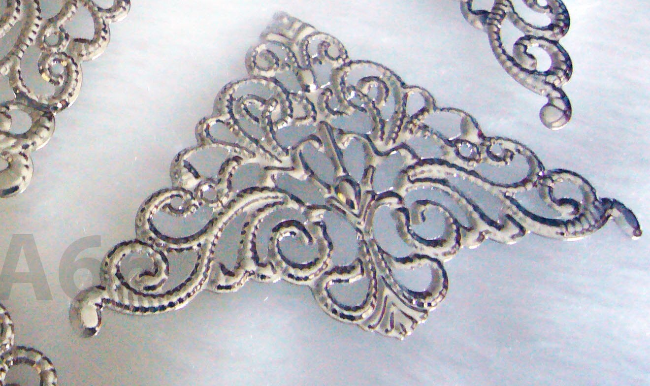 DIY Silver Filigree Lace Triangle Edge Corner Earrings | Etsy