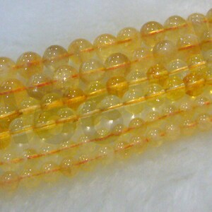 DIY 15" Full Strand Yellow Round Shape 6mm, 8mm, 10mm Genuine Gemstones ...