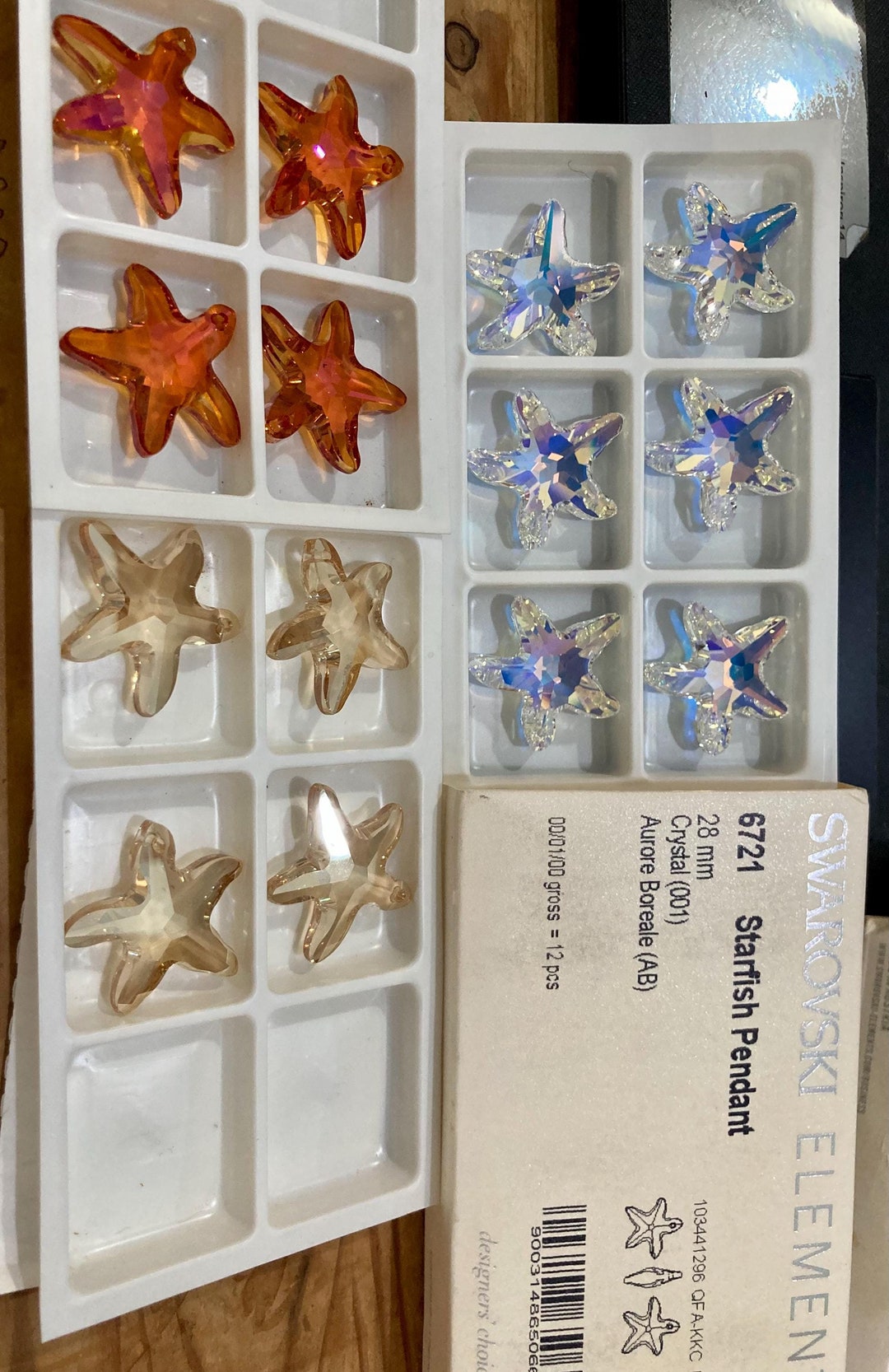 Crystal AB Swarovski 8818 Starfish Big Size 28mm Pendant No Bail Colors ...