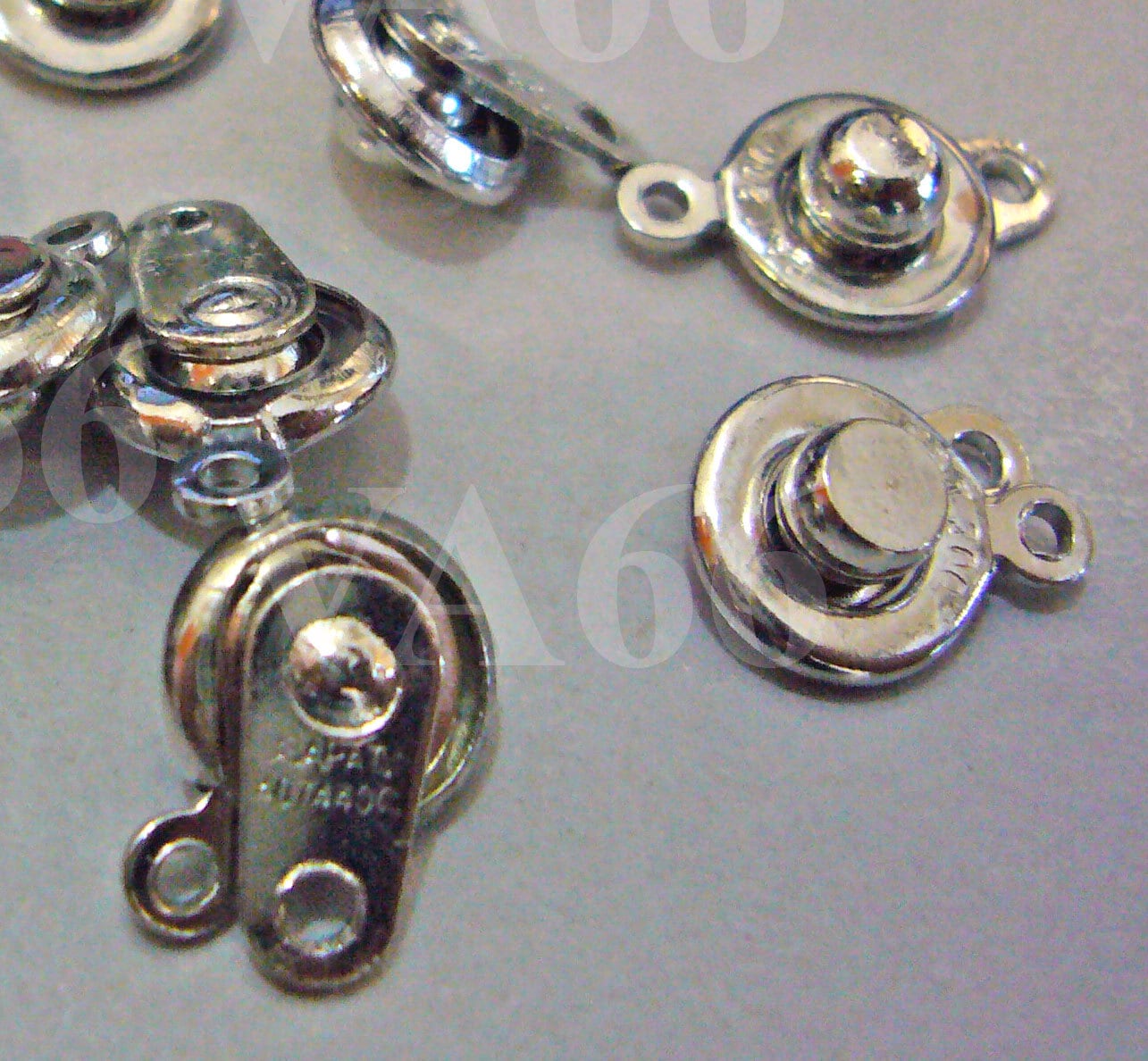 DIY 6 Sets Silver Colour Button Clasps Snaps L Findings for Jewelry ...