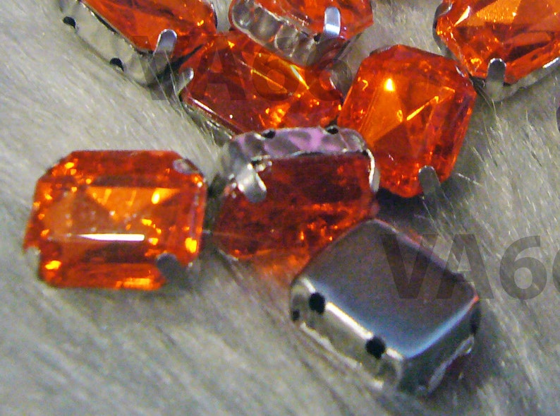 Sew on Rhinestones Crystal Orange DIY Emerald Princess Cut Rectangle ...