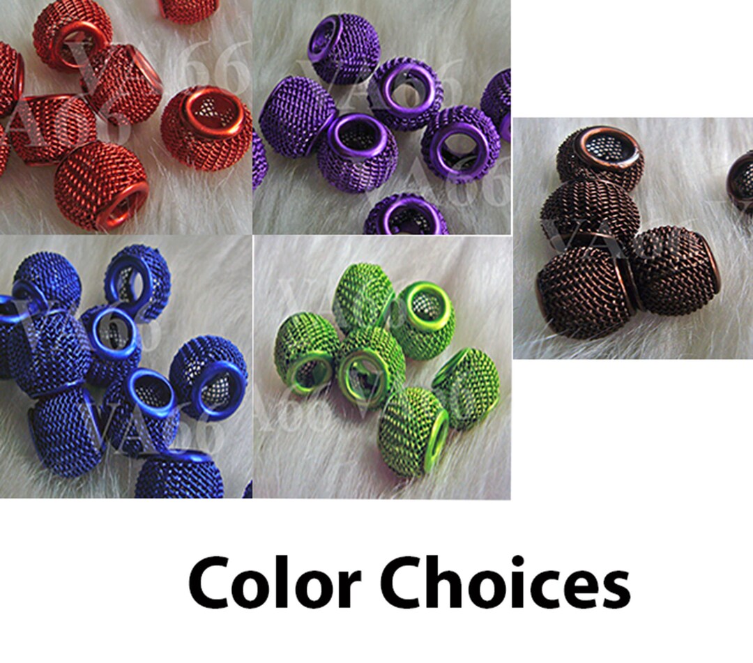 Neon Purple Netting Net Bead Spacer Bead Big Hole Beads 4pcs Metallic ...