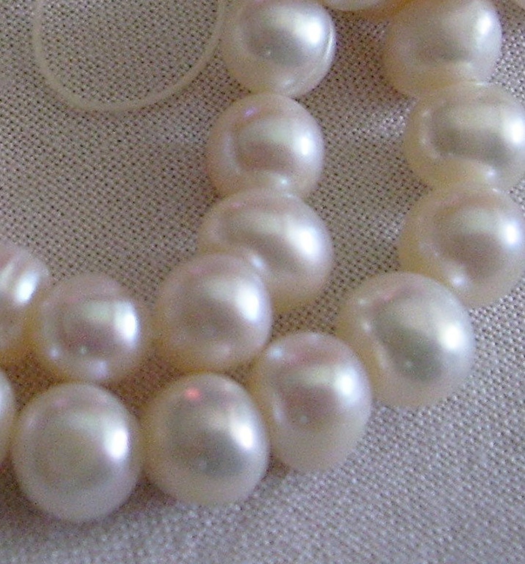 DIY 15 Inches Fresh Water Pearls Round Pearl Beads White 7mm 8mm Loose ...
