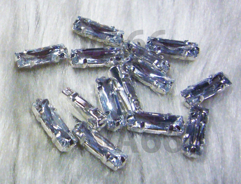 DIY Crystal Clear Oblong Rectangle 5mm X 15mm Sew on Rhinestones 4 Hole ...