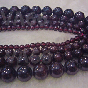 DIY 4mm 6mm 8mm 12mm Garnet Gemstone Round Maroon Gemstones 15 Full ...