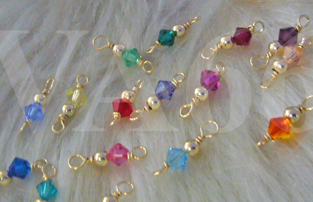 12 Swarovski Crystal 4mm Bicone Charms Links Drops Wire Wrapped 14k ...