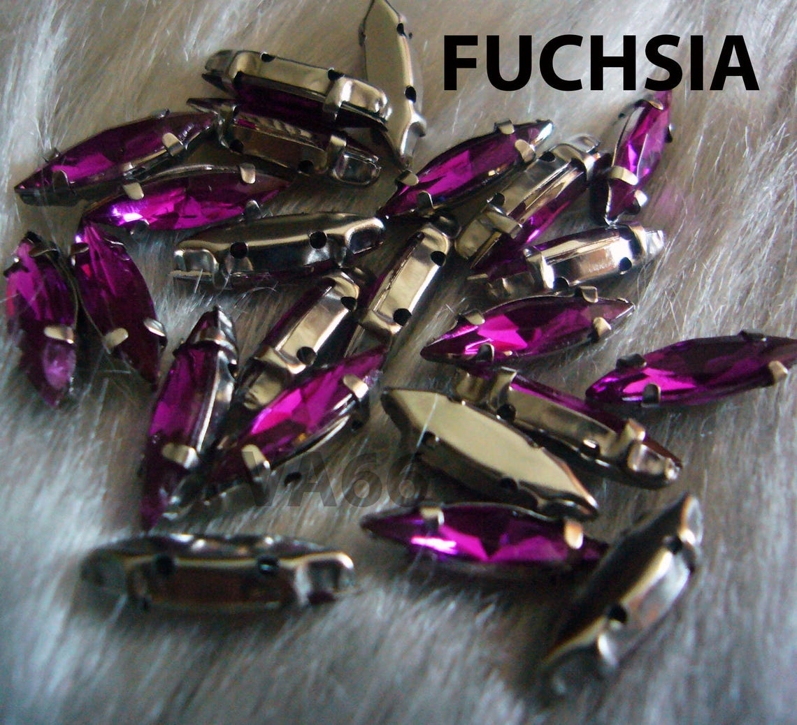 Long Skinny Navette Marquise Sew on Rhinestones Crystal Pink - Etsy