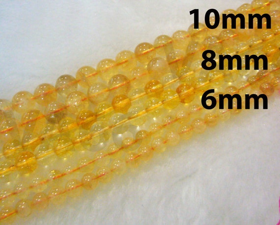 DIY 15 Full Strand Yellow Round Shape 6mm 8mm 10mm | Etsy