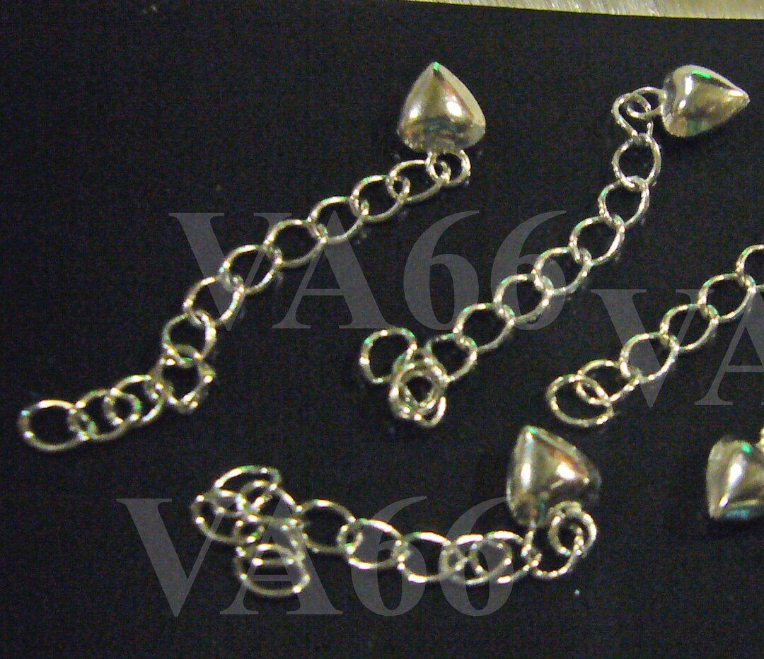 DIY 925 Pure Sterling Silver Extension Chain With Heart Charm 5p 35mm ...