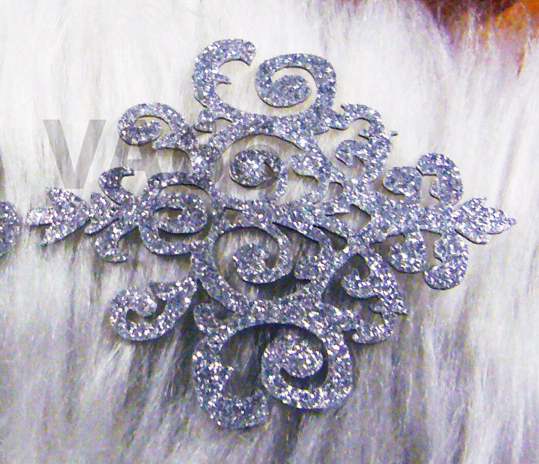 5p Glitter Silver Iron on Patch Applique Dokoh Vintage Look Lace Motif ...